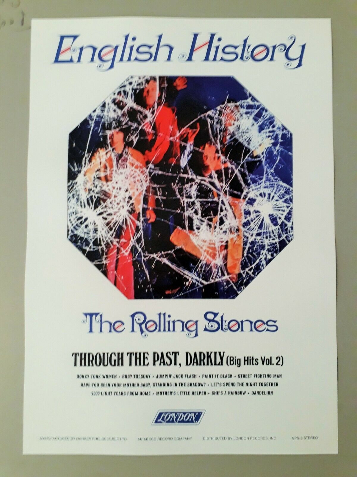 Rolling Stones promotional poster - Through the Past 1969 reprinted ed ...